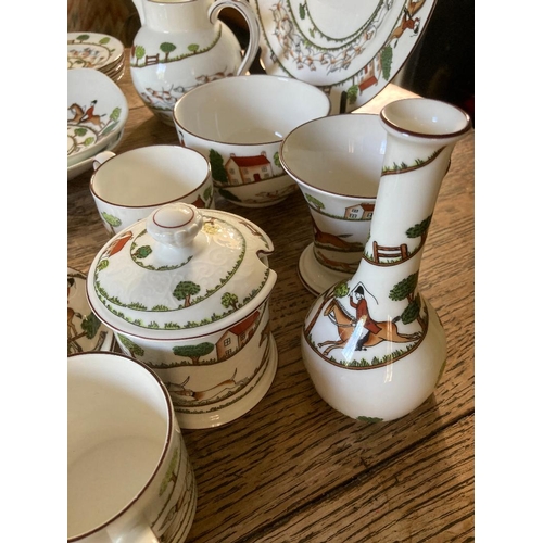 Box With 23 Pieces Of Coalport And Crown Staffordshire Hunting Scene ...