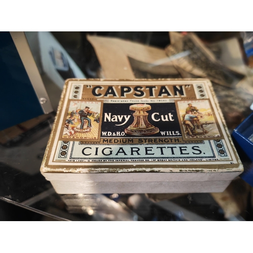 Old Capstan Box Of Assorted Jewellery