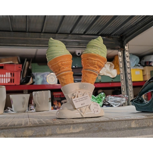 1930'S Pair Of Ice Cream Cornets In Stand Bt Rising Hawk (Some Damage ...