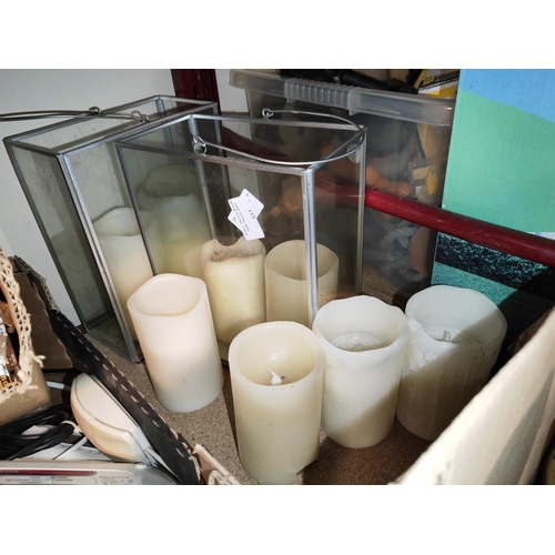 2 Glass Cases Of Large Candles X 8