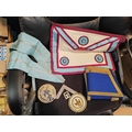 2 Masonic Arm Cuff'S, Apron And Sash