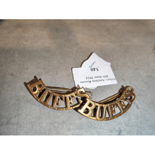 Royal East Kent Buffs Regiment Shoulder Lapel Title Badges