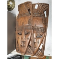 2 Carved Face Wall Plaques One A/F
