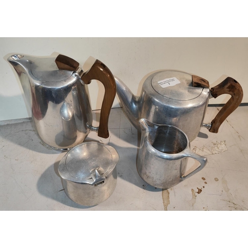 Picquot Ware Tea Set, Coffee Pot, Tea Pot, Sugar Bowl And Milk Jug