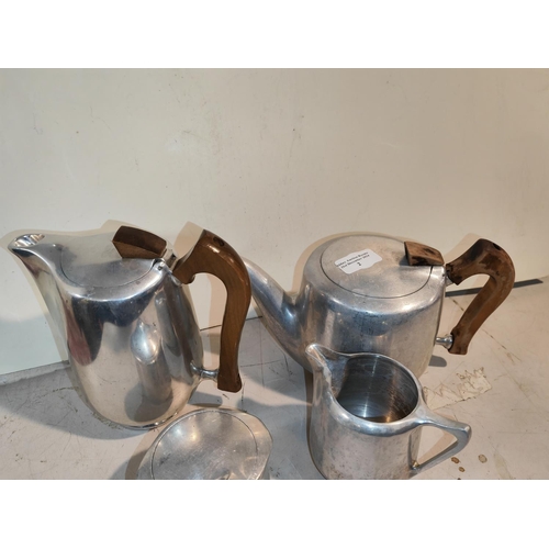 Picquot Ware Tea Set, Coffee Pot, Tea Pot, Sugar Bowl And Milk Jug