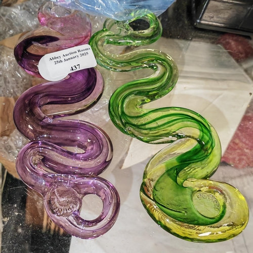 2 Unusual Flat Snake Paperweights