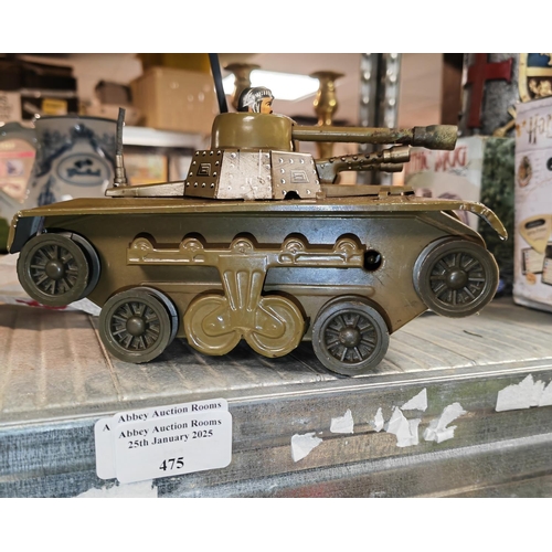 French Tin Plate Tank With Tracks And Key