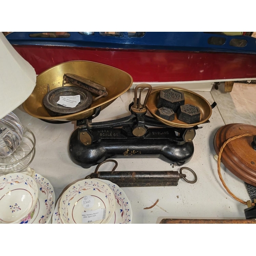 Libra Scales And Weights Plus A Small Salter Fish Balance