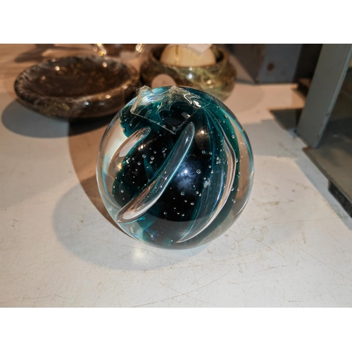 Caithness Crystal Paperweight Called Steel Blue