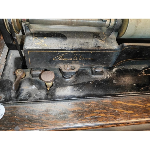 Circa 1900 Edison Cylinder Phonograph Missing Funnel