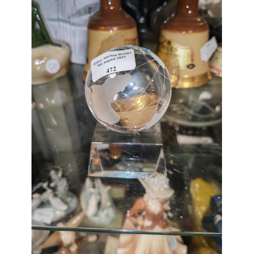 Glass Globe Paperweight On Stand, Stand Af