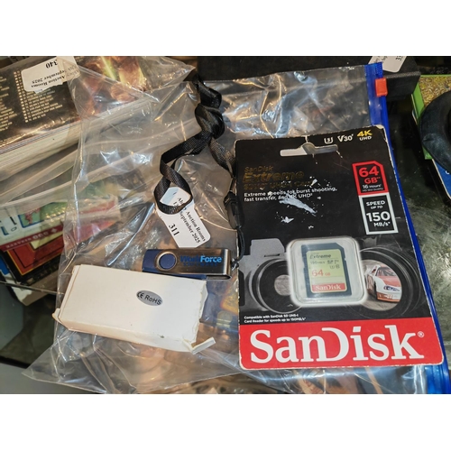 Unused Sealed Sandisk Sdxc Card 64Gb And Usb Flash Drive
