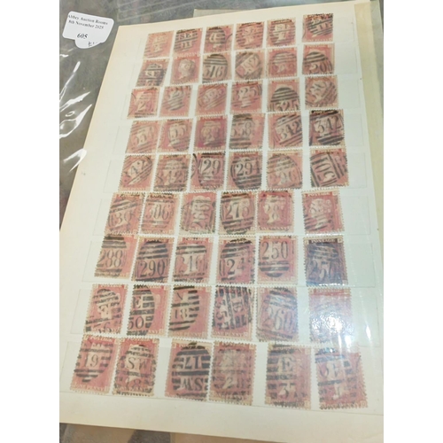 Page Of British 1858 Penny Red Stamps