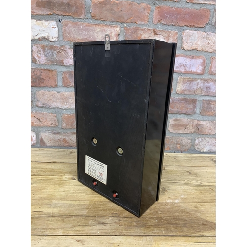 Mid Century wooden Seiko 30 day time dater wall clock, working, H 43cm ...