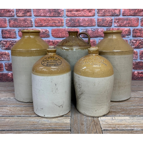 Collection of Salt Glazed Stoneware flagons various stamps including ...