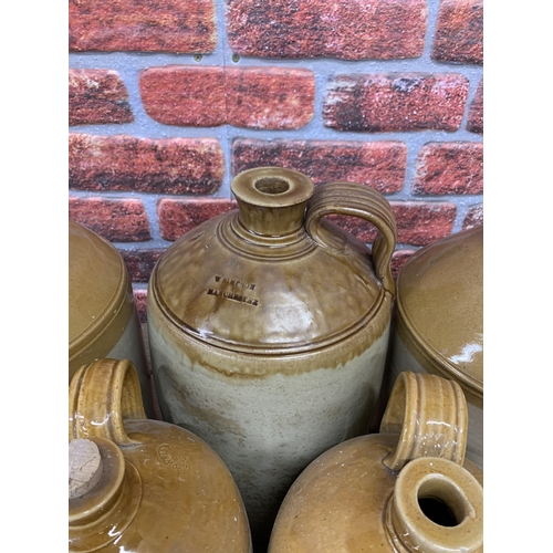 Collection of Salt Glazed Stoneware flagons various stamps including ...