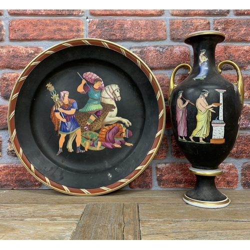 19th Century Porcelain Vase and Plate, in Ancient Greco-romano ...