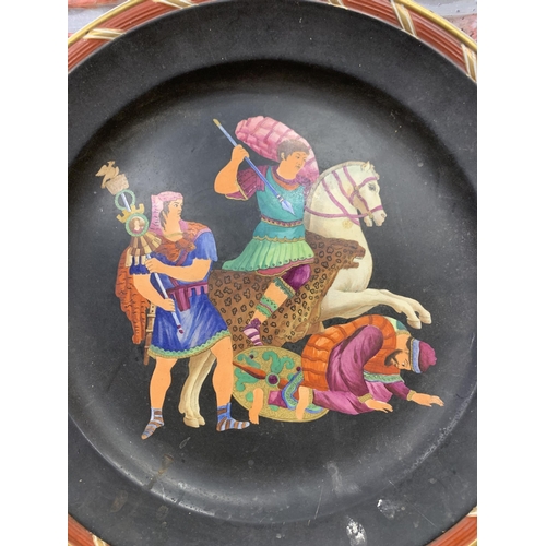 19th Century Porcelain Vase and Plate, in Ancient Greco-romano ...