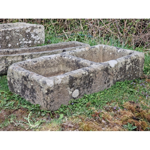 Good quality weathered natural stone double basin trough, H 21cm x W ...