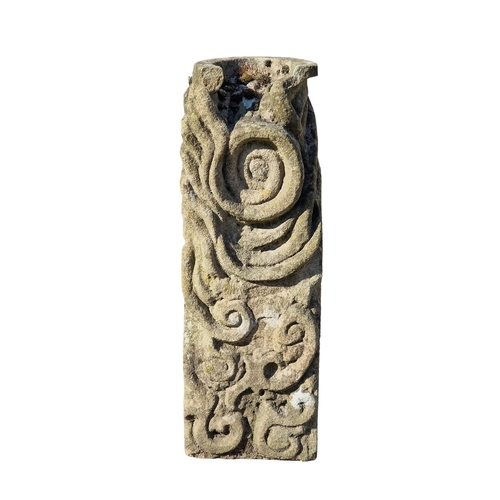 Interesting antique weathered natural stone tethering post with carved ...
