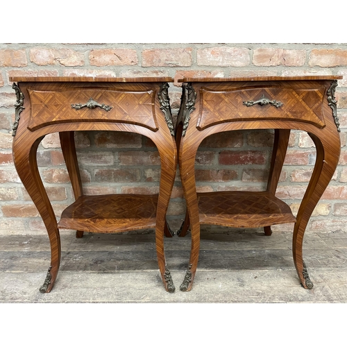 Pair of French Rococo style occasional tables with marquetry inlaid ...