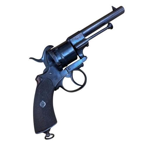 Antique 9mm pinfire revolver, having a 5" hexagonal sighted barrel ...