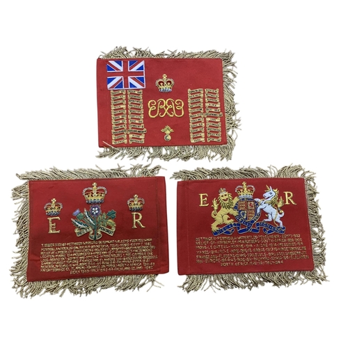 Collection of three miniature Regimental Standards/Colours, to include ...