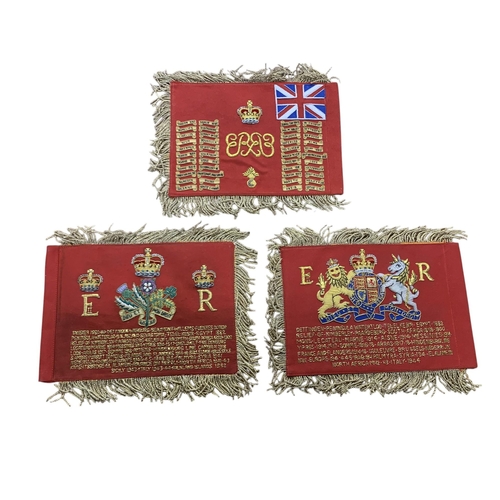 Collection of three miniature Regimental Standards/Colours, to include ...