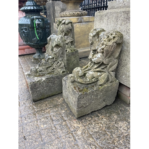 Incredible antique set of seven carved stone corbels, reclaimed from a ...