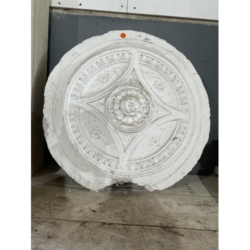 Antique plaster cornice, of circular form with typical flowerhead ...
