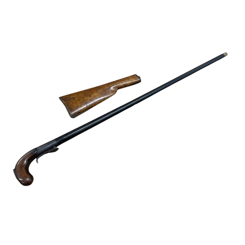 19th century under hammer percussion cap walking stick gun, having ...