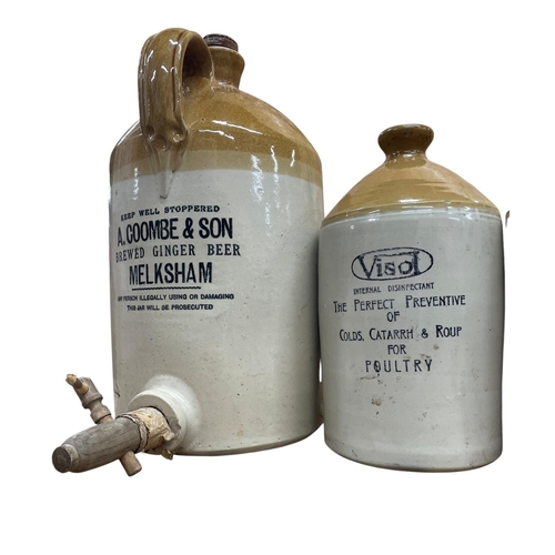 Quantity of antique stoneware flagons to include two A. Coombe & Son ...