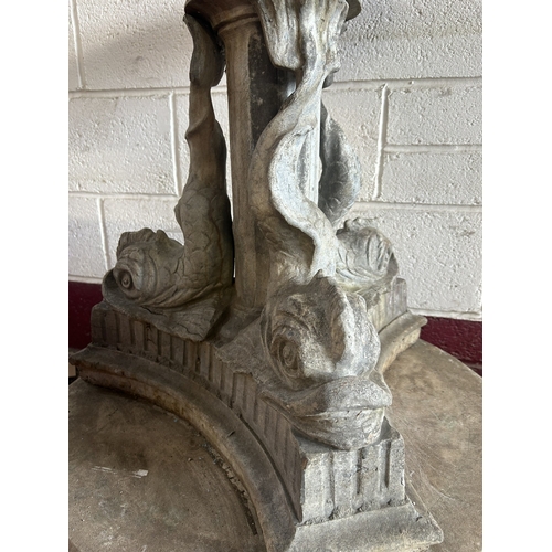 Antique Baroque style lead cherub water fountain with stylised dolphin ...