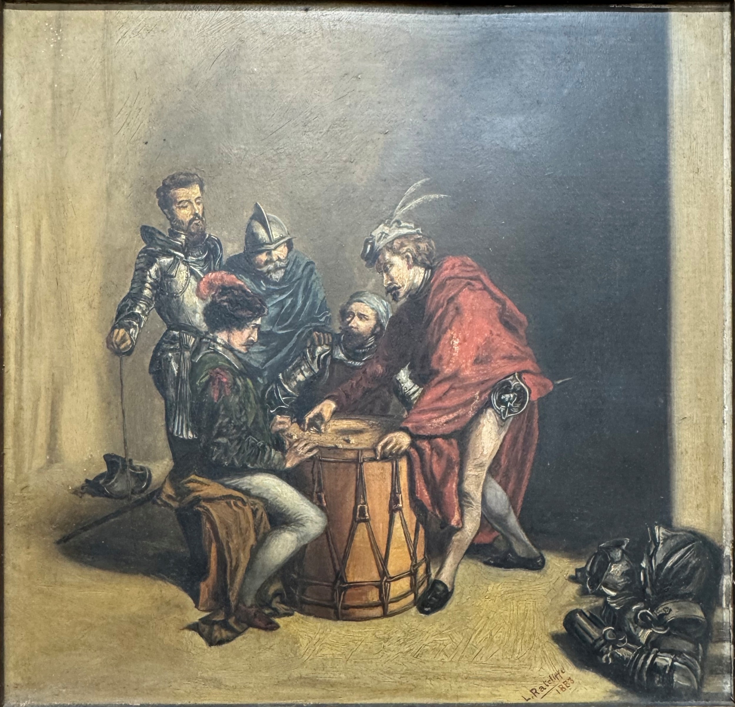 L Ratcliffe (19th century) - The Dice Players, signed and dated 1883 ...