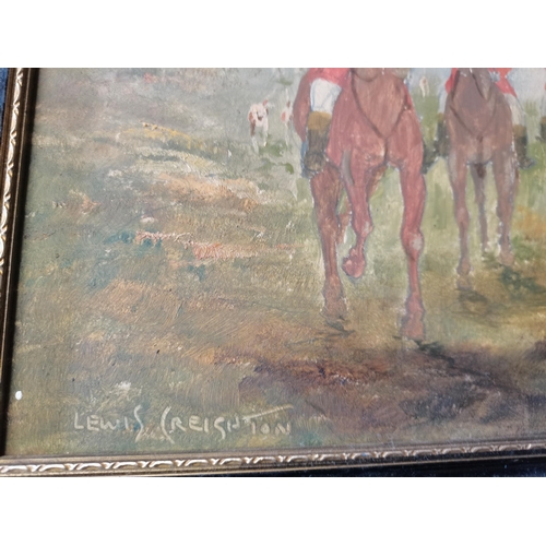 x2 Lewis Creighton hunting oil paintings
