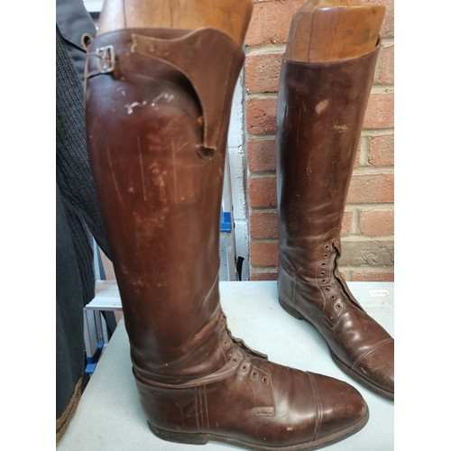 A Pair of Leather Riding Boots With Wooden Lasts. length of the sole ...