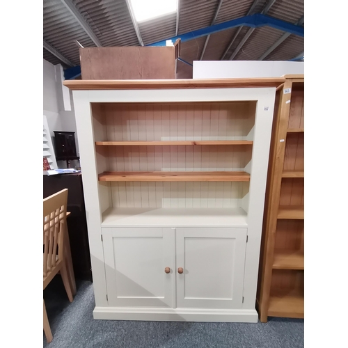 Modern Pine and Cream open display cabinet W120 x H169cm x D37cm