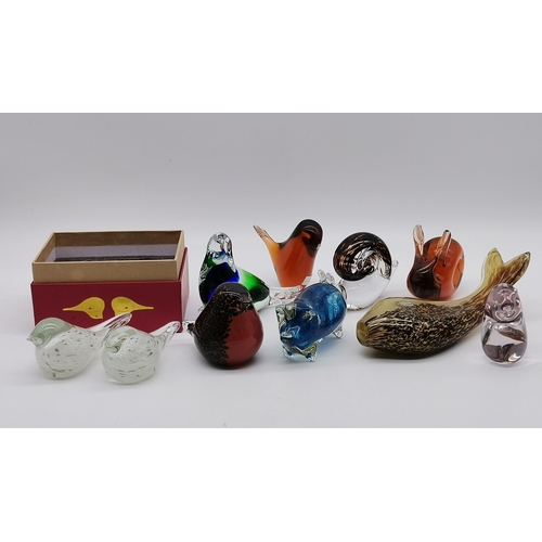 x10 glass animal paperweights including wedgwood