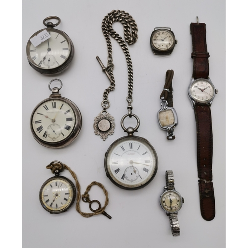 A collection of assorted pocket and wrist watches, including four ...