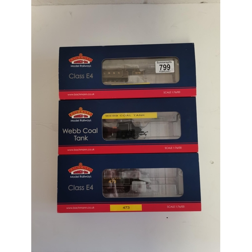 Three Bachmann model locomotives, comprising Class E4 579 LB&SCR umber ...