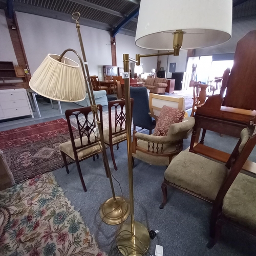 Two brass standard lamps