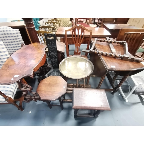 A Collections of Miscellaneous tables including brass round table ...