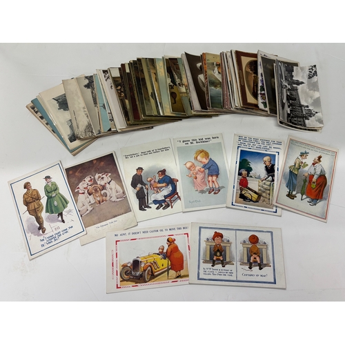 A collection of vintage postcards incl. comic (Bamforth, Comique ...