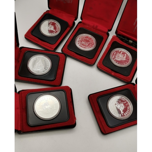Six Elizabeth II Canada commemorative silver 1 One Dollar coins, .500 ...