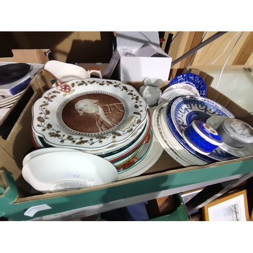 5 x boxes of misc china inc: Ringtons tea jars, mahjong set, Chinese ...