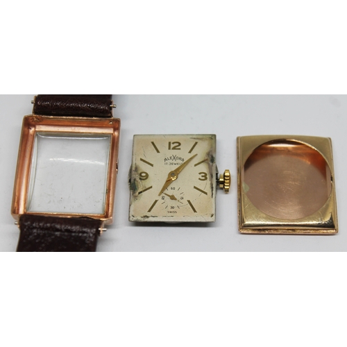 A vintage 14k gold Emerson Watch Co art deco style wristwatch, the dial ...