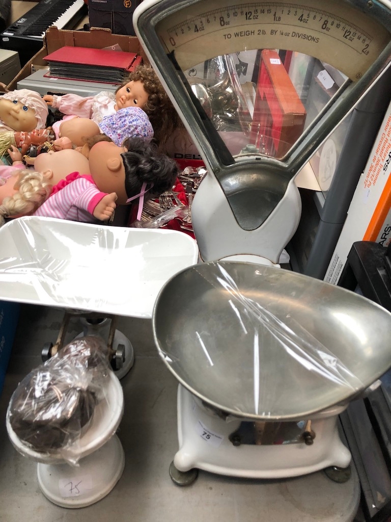 Vintage shop scales (no makers label present) and another set of ...