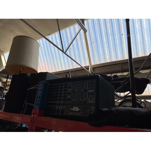 A Carlsbro Marlin 8400DSP 400W power mixer, a pair of B&W speakers, a ...