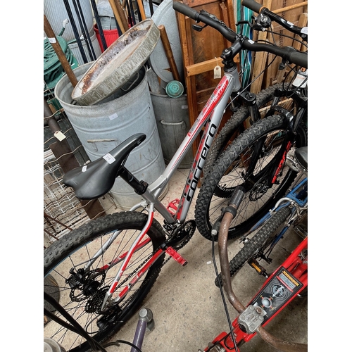 A Carrera Hellcat bicycle, 29" wheels, 24 speed Shimano gears.