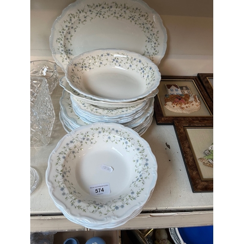 Royal Albert Caroline dinner wares - 6 dinner plates, 6 soup plates, 6 ...
